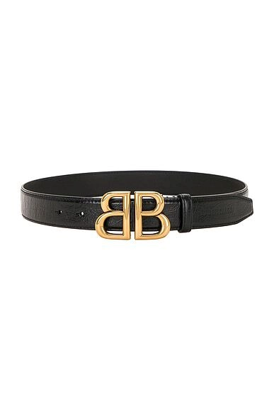 Balenciaga Monaco 30 Leather Belt With Gold-tone Buckle - Black