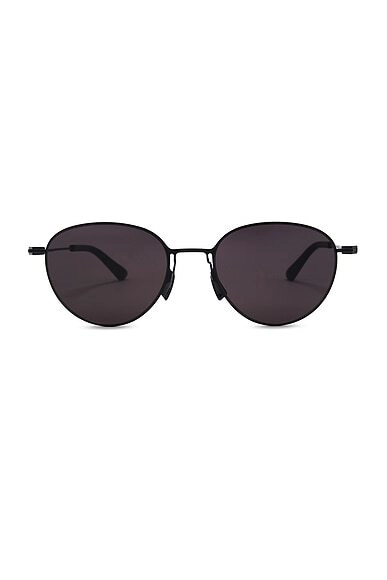 Bottega Veneta Thin Triangle Round Sunglasses - Black