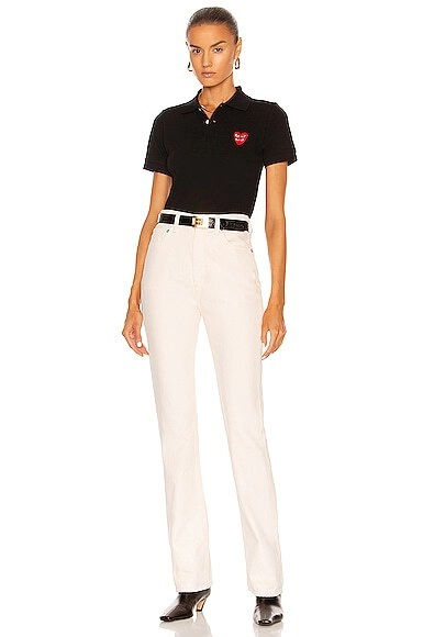 Play Comme Des Garcon Embroidered Heart Logo Pique Polo