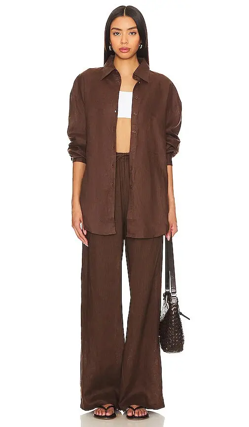 AEXAE Linen Drawstring Trouser - Brown