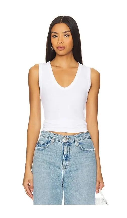 Enza Costa Textured Rib Sleeveless U - White