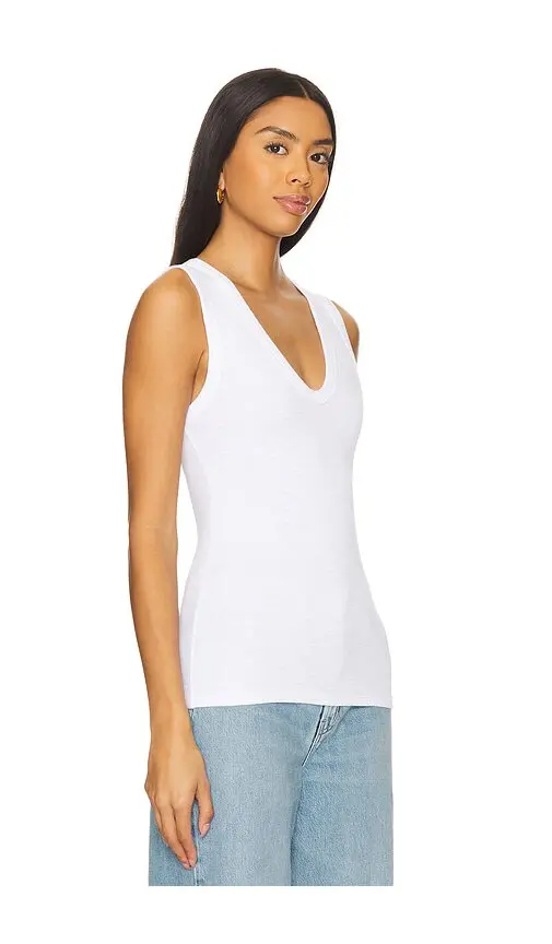Enza Costa Textured Rib Sleeveless U - White
