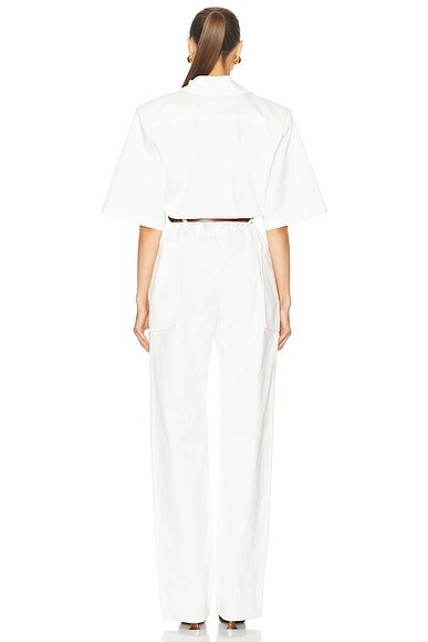 Saint Laurent Short Sleeve Belted Jumpsuit