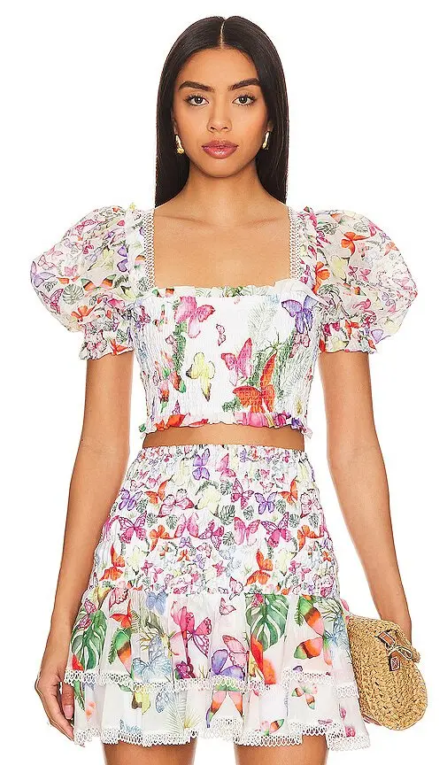 Charo Ruiz Ibiza Lirio Puff Sleeve Top - White
