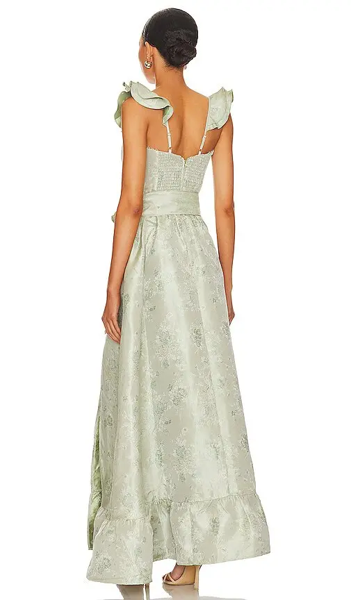 V. CHAPMAN Veronica Jacquard Gown - Sage