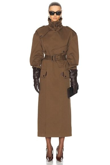 Saint Laurent Belted Cotton Gabardine Trench Coat