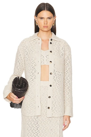 Bottega Veneta Long Sleeve Button Up Top - Bone & Cloud