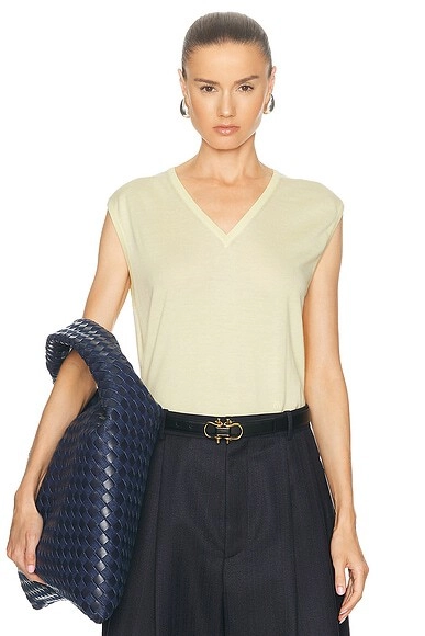 Bottega Veneta Cashmere And Viscose V-neck Waistcoat - Daffodil