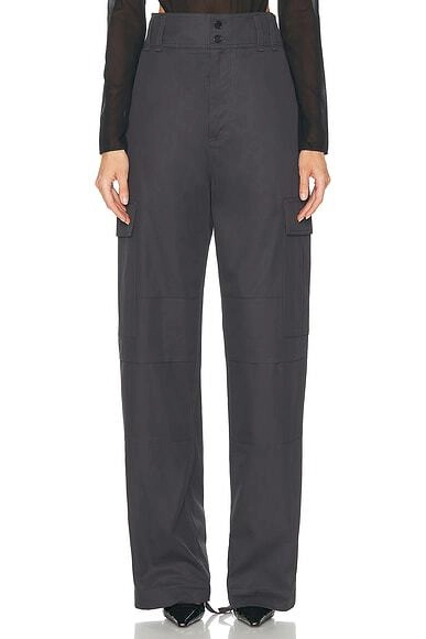 Saint Laurent Wide Leg Cargo Trousers - Gris Fonce