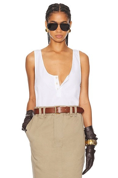 Saint Laurent Sleeveless Cotton Tank Top - Blanc