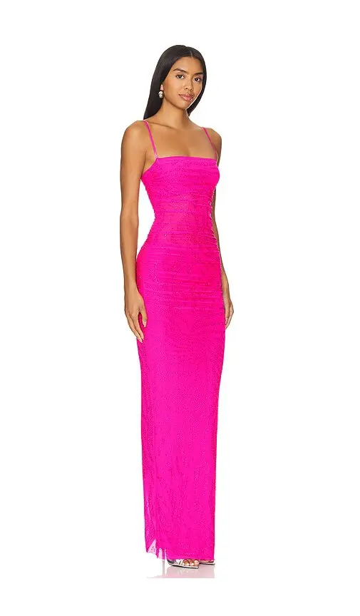 AFRM Crystal Embellished Mesh Gown