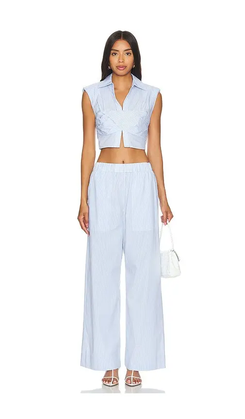 Simkhai Cropped Box Sleeve Top - Blue