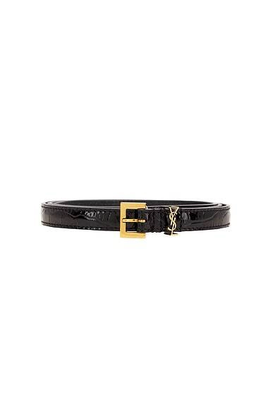 Saint Laurent Cassandre Thin Leather Belt