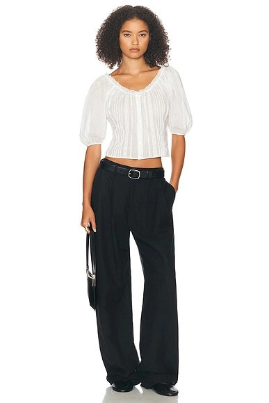 HELSA Voile Peasant Blouse - Ivory