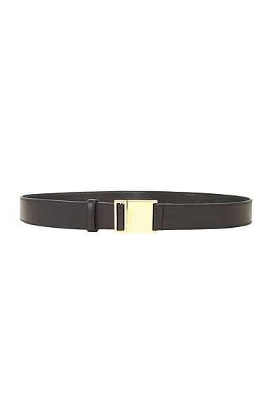 Saint Laurent Leather Belt With Gold-tone Buckle - Nero