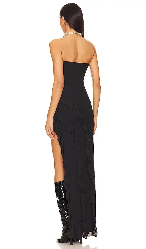 AFRM Siobhan Maxi Dress With Ruffle Detail - Black