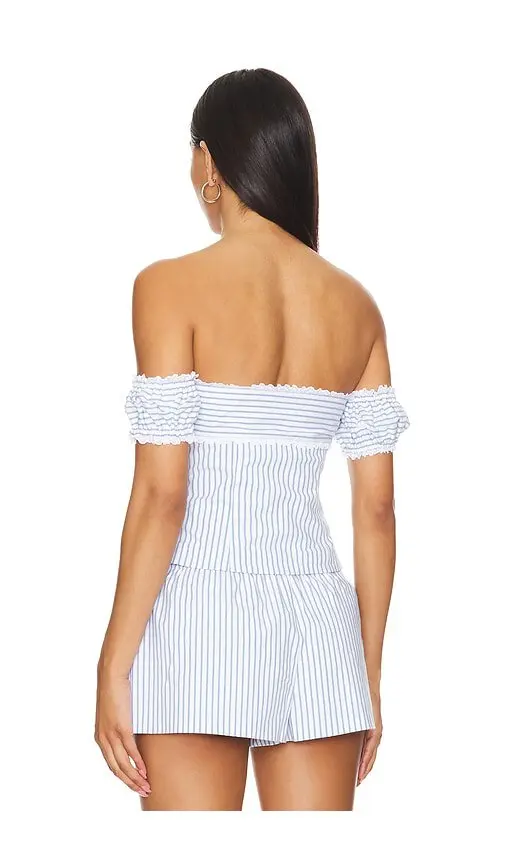 Majorelle Cynthia Off-the-shoulder Top With Bow Detail - Blue