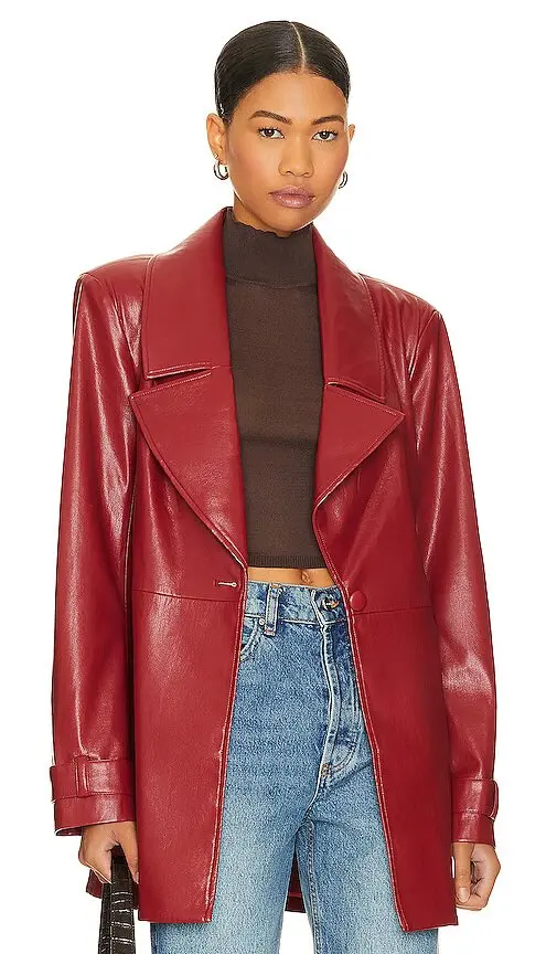 House Of Harlow 1960 X Revolve Bordeaux Faux Leather Blazer - Red