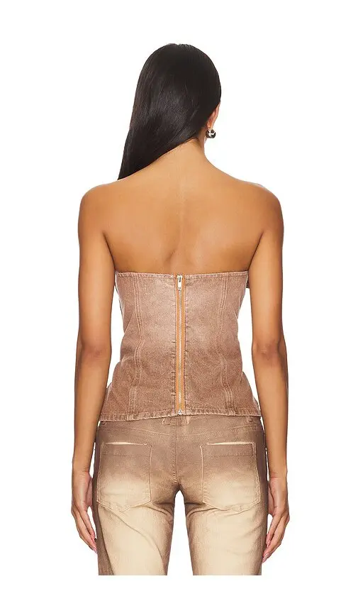 Superdown Denim Corset Top With Lace-up Front