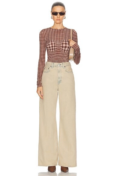 Miaou Long Sleeve Tee - Warped Plaid