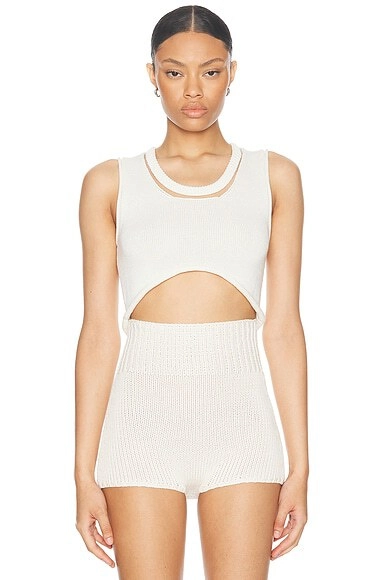 AISLING CAMPS Cropped Tank Top - Ivory