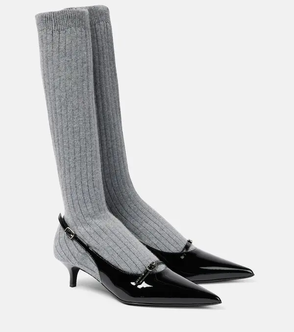 Magda Butrym Leather-trimmed Sock Boots - Black