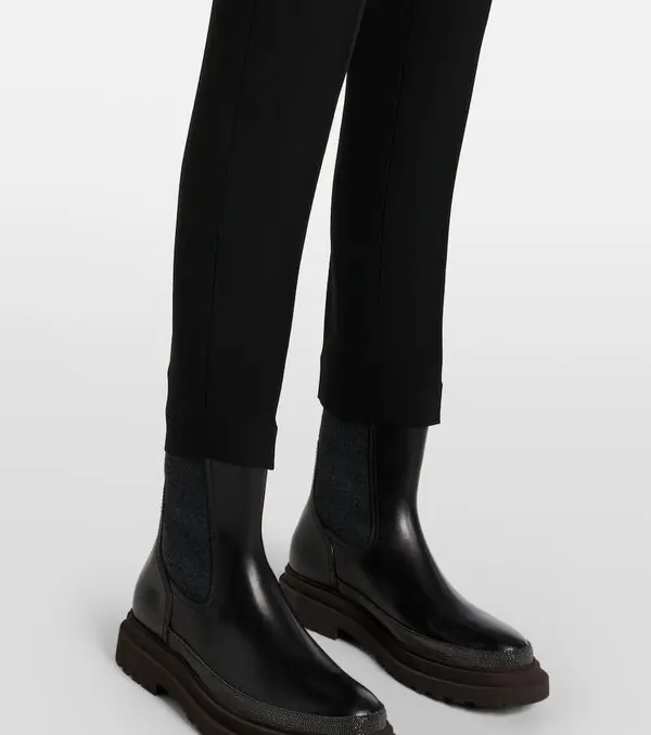 Brunello Cucinelli Silk-blend Cropped Trousers