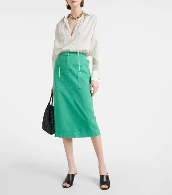 Max Mara Werther Cotton Drill Midi Skirt