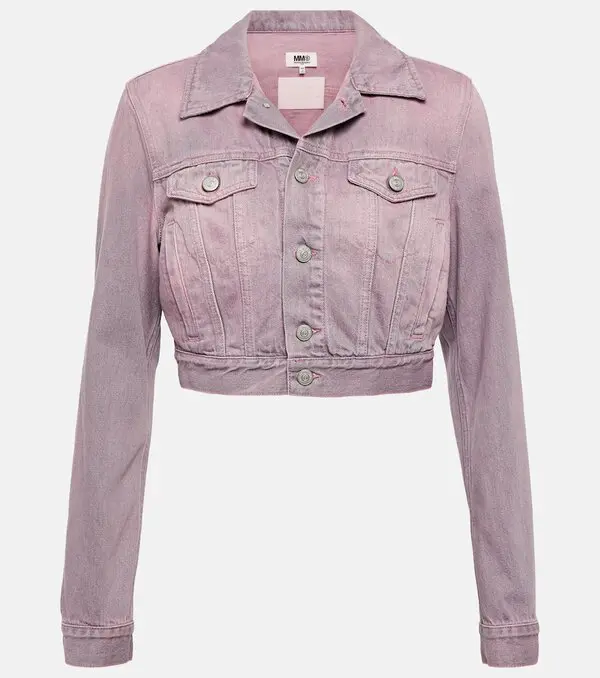 MAISON MARGIELA Cropped Denim Jacket - Pink