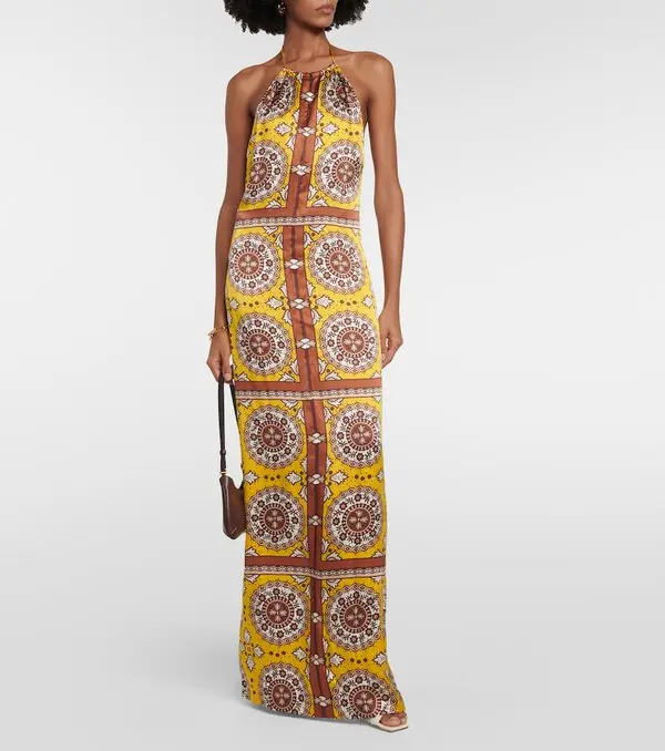 NILI LOTAN Rigel Printed Silk Maxi Dress
