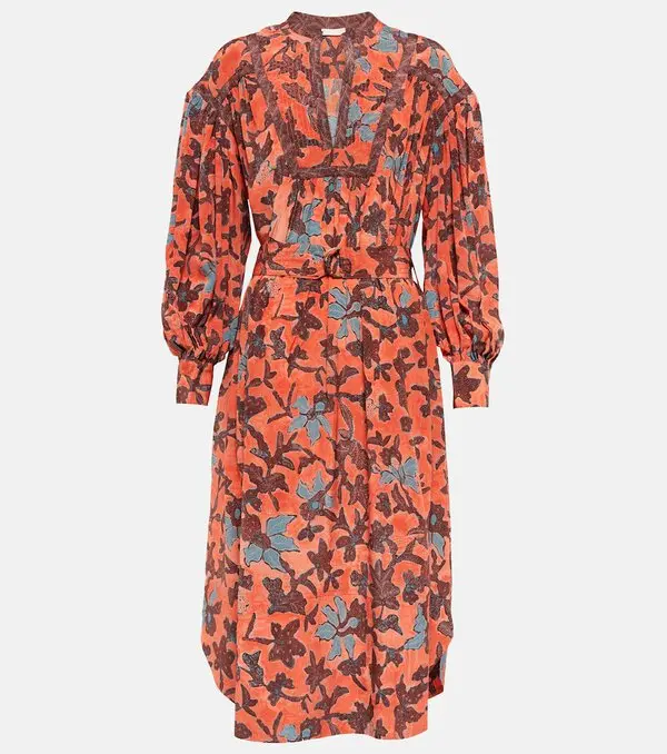 Ulla Johnson Taiana Floral Printed Silk Midi Dress - Multicoloured