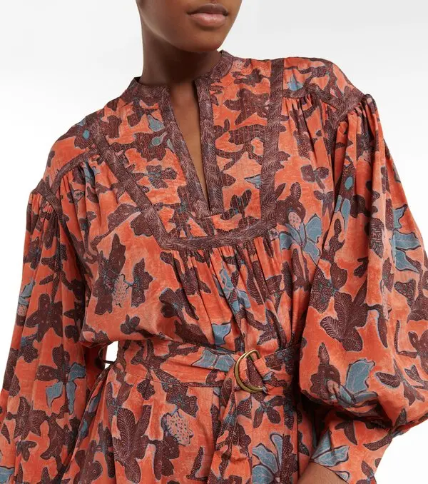 Ulla Johnson Taiana Floral Printed Silk Midi Dress