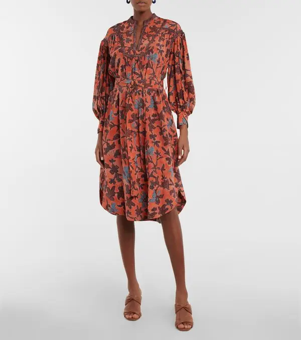 Ulla Johnson Taiana Floral Printed Silk Midi Dress