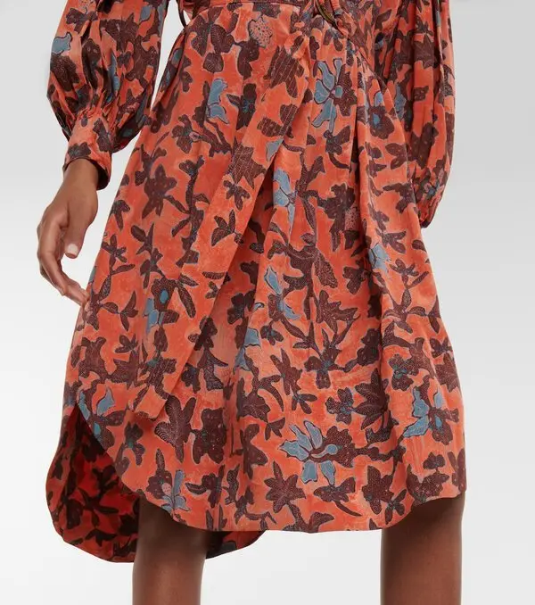 Ulla Johnson Taiana Floral Printed Silk Midi Dress