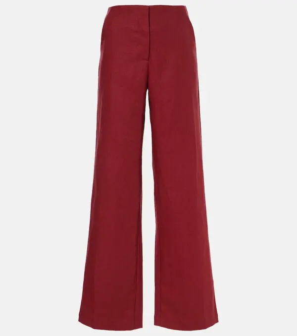 Faithfull The Brand Lulea Linen Wide-leg Trousers - Red