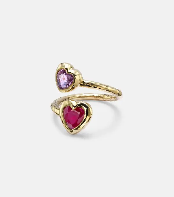 OCTAVIA ELIZABETH Moi Et Toi 18kt Gold Ring With Sapphires And Rubies - Multicoloured