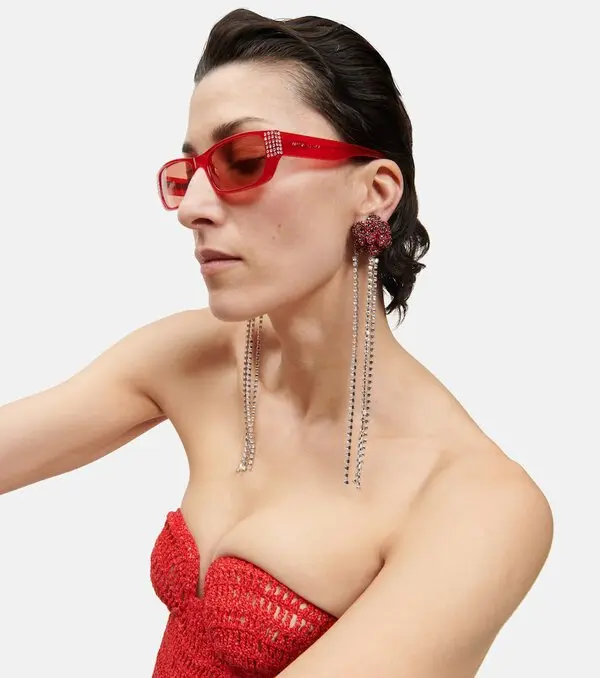 Magda Butrym X Linda Farrow Embellished Rectangular Sunglasses