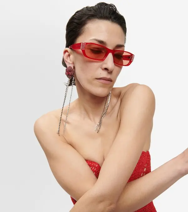 Magda Butrym X Linda Farrow Embellished Rectangular Sunglasses