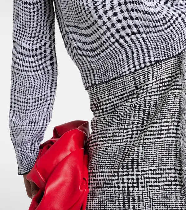 Burberry Houndstooth Wool-blend Turtleneck Sweater - Grey