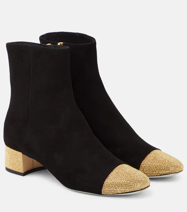 Rene Caovilla Embellished Suede Ankle Boots
