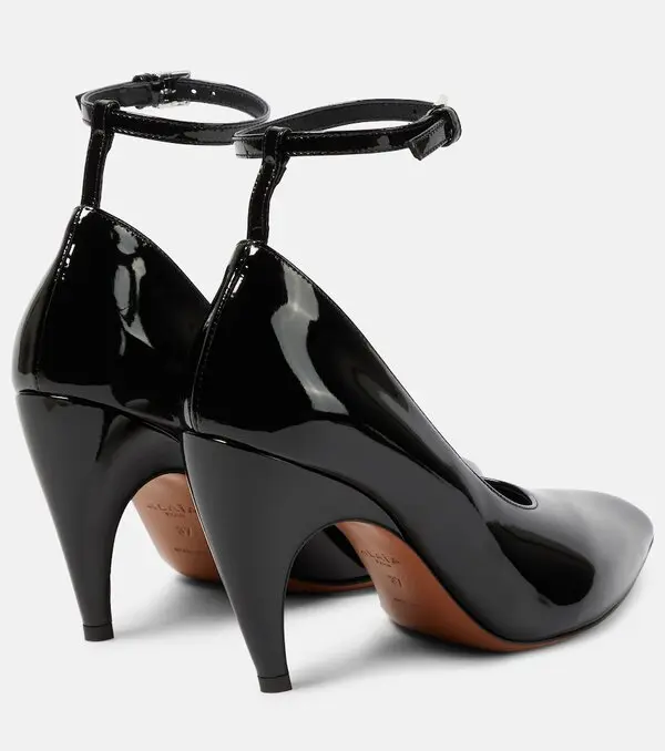 Alaïa Shark Patent Leather Pumps With Buckle-fastening Ankle Strap