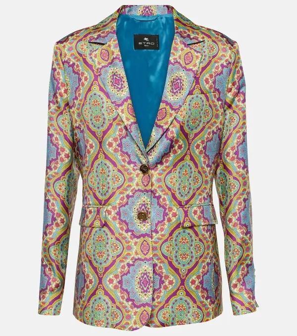 Etro Single-breasted Printed Silk Blazer