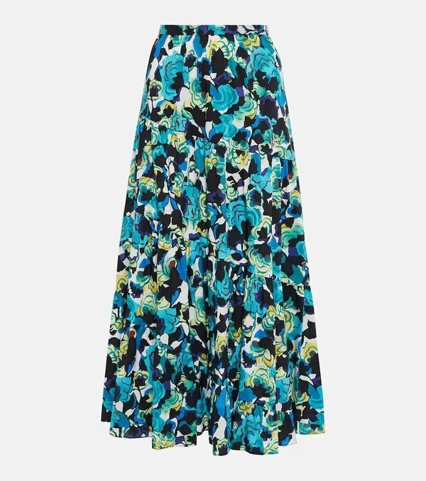 Diane Von Furstenberg High-rise Printed Cotton-blend Midi Skirt - Multicoloured