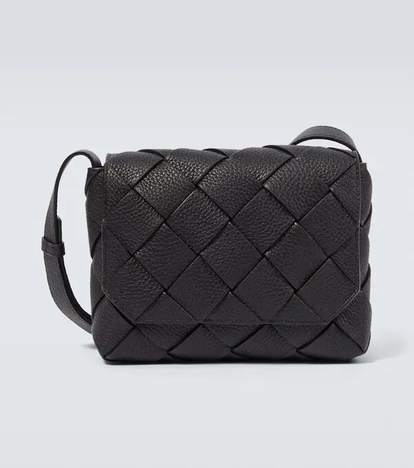 Bottega Veneta Diago Intreccio Leather Crossbody Bag - Black