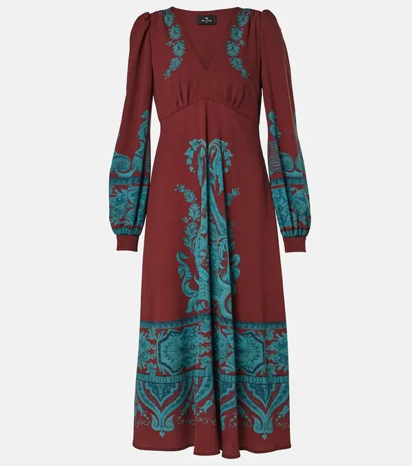 Etro Printed Midi Dress - Red