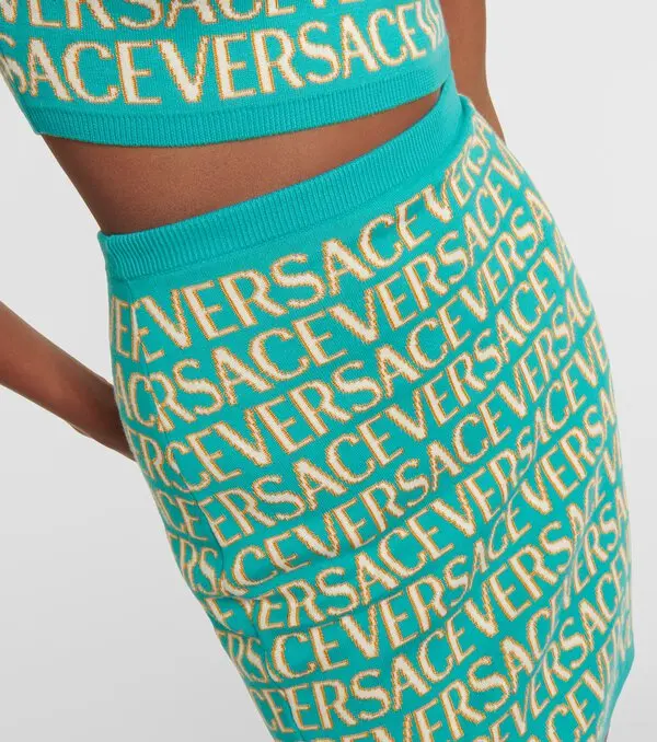 Versace Allover Logo Cotton-blend Miniskirt