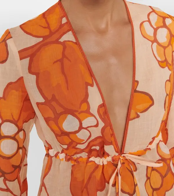 Etro Printed Ramie Tunic - Orange