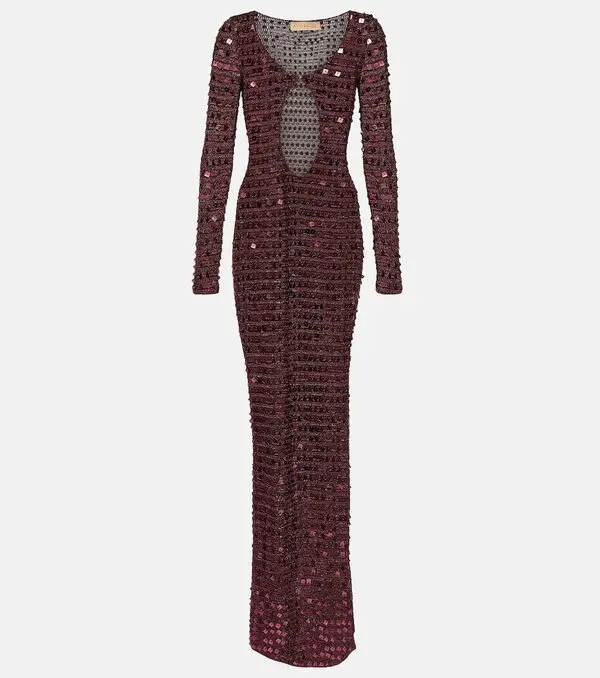 AYA MUSE Embellished Cutout Maxi Dress