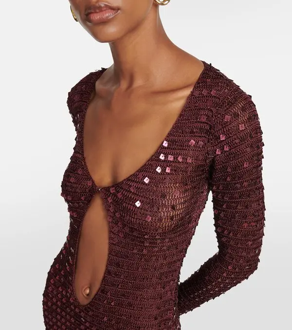 AYA MUSE Embellished Cutout Maxi Dress