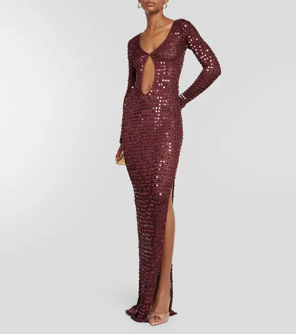 AYA MUSE Embellished Cutout Maxi Dress